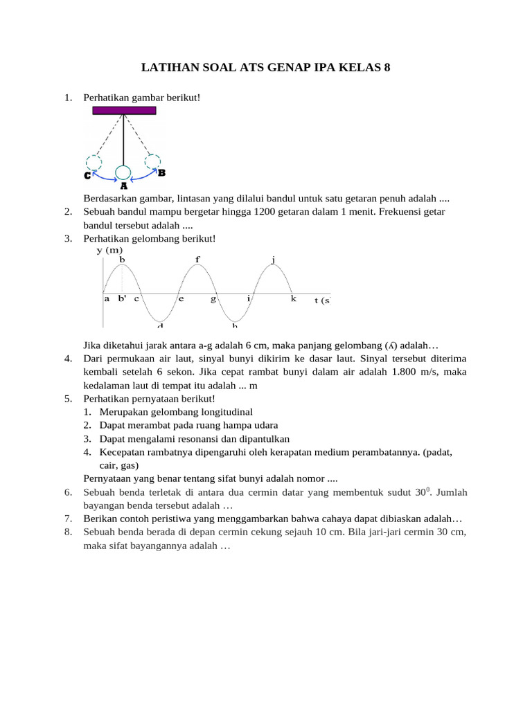 LATIHAN SOAL ATS GENAP IPA KELAS 8 | PDF
