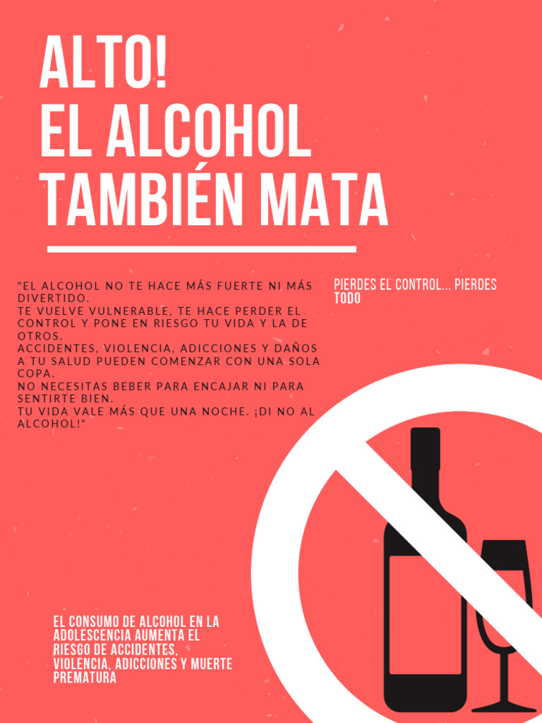 Póster Dejar de Beber Señal de Conciencia Del Alcohol Rojo - 20250506 ...