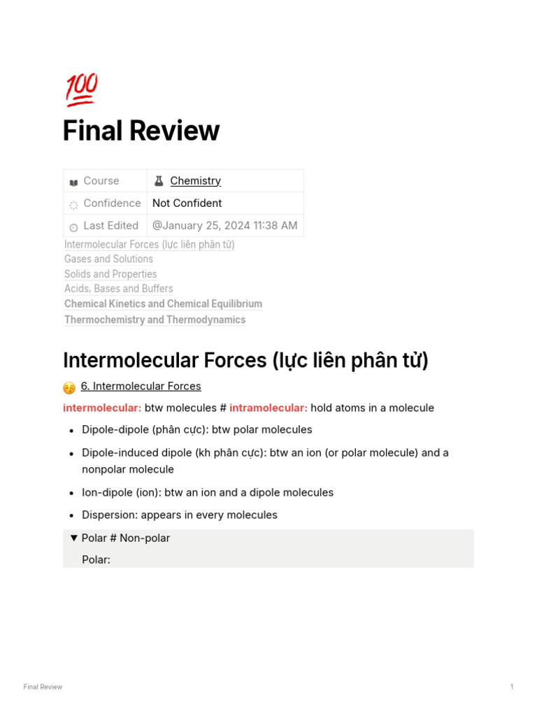 Final Review Chemistry Engineering | PDF