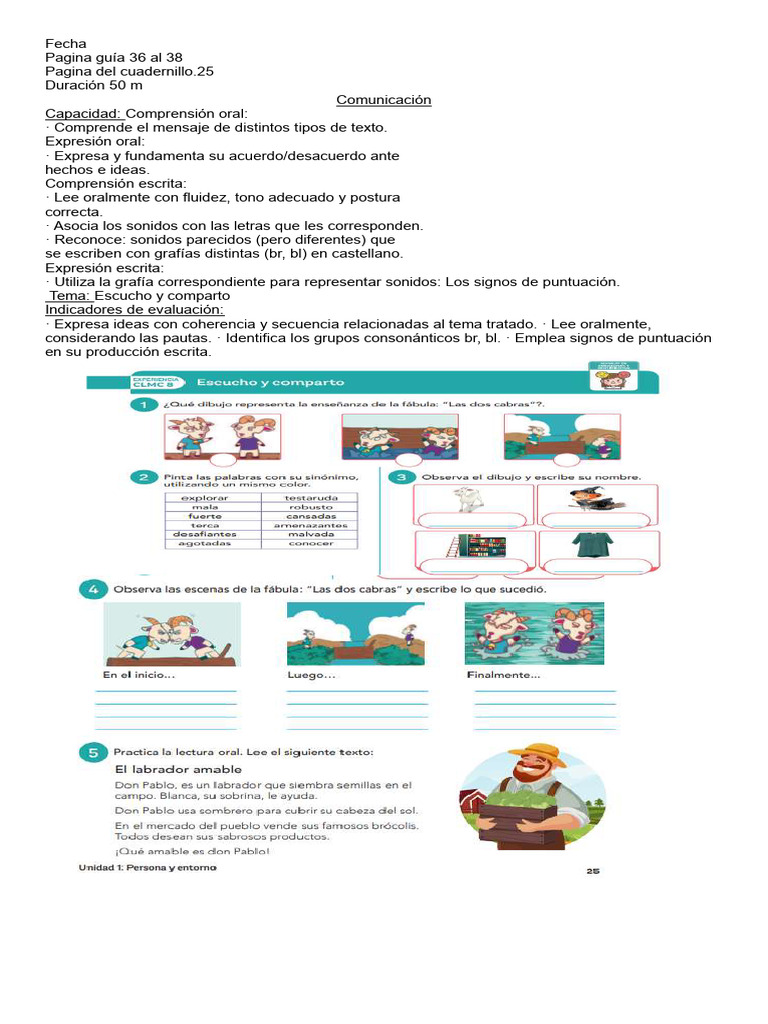 plan del segundo grado semana 3 marzo Profe MB | PDF | Comunicación ...