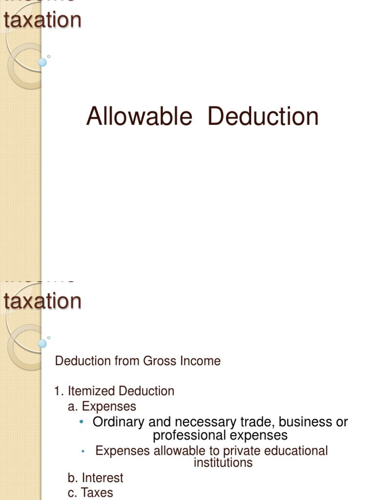 Allowable Deduction | PDF | Tax Deduction | Taxation In The United States