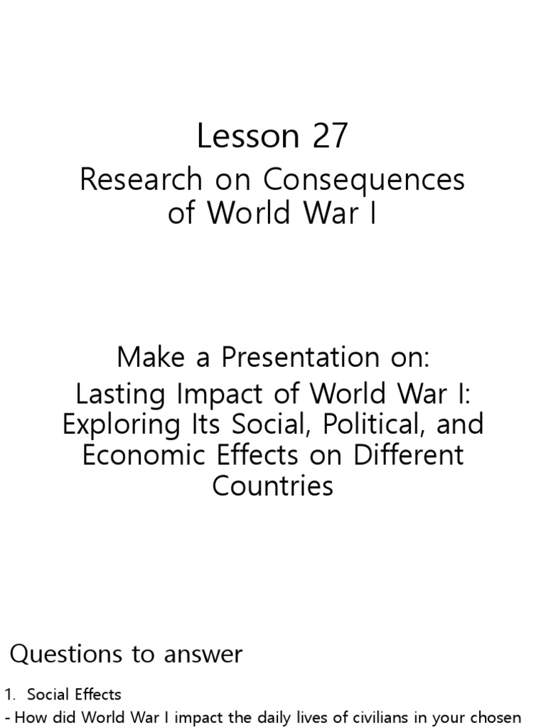 World War I: Social, Political, Economic Effects | PDF