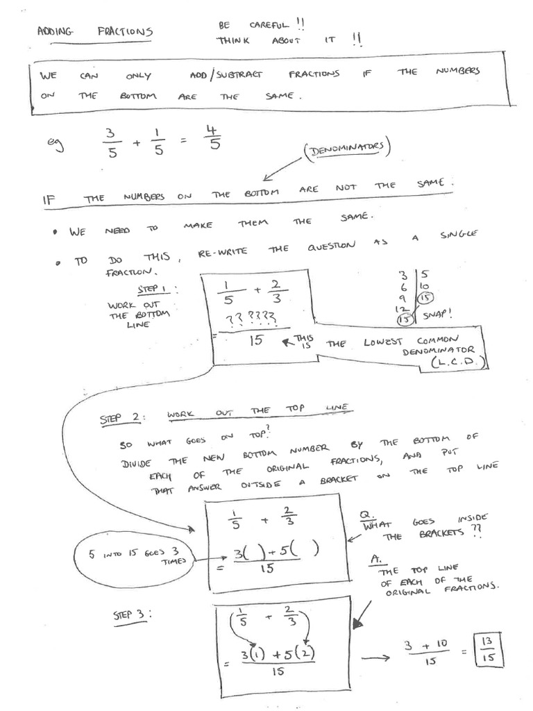 Algebra Fractions Notes | PDF