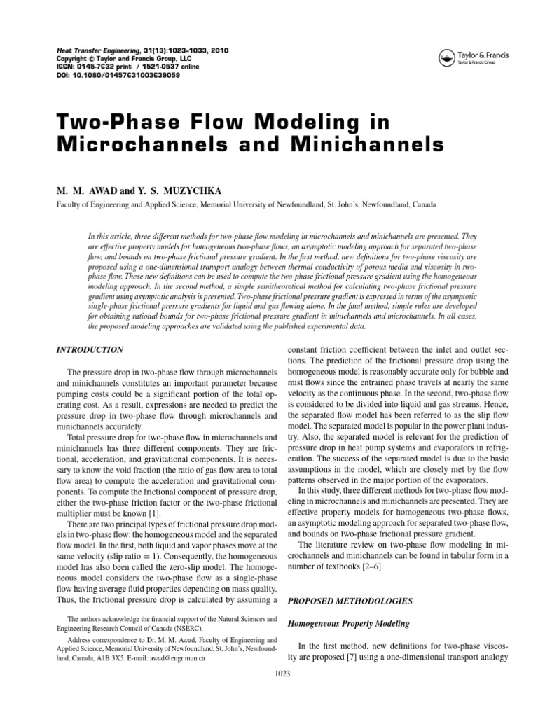 Two Phase Flow Modeling in Microchannels and Minichannels | PDF | Viscosity | Liquids