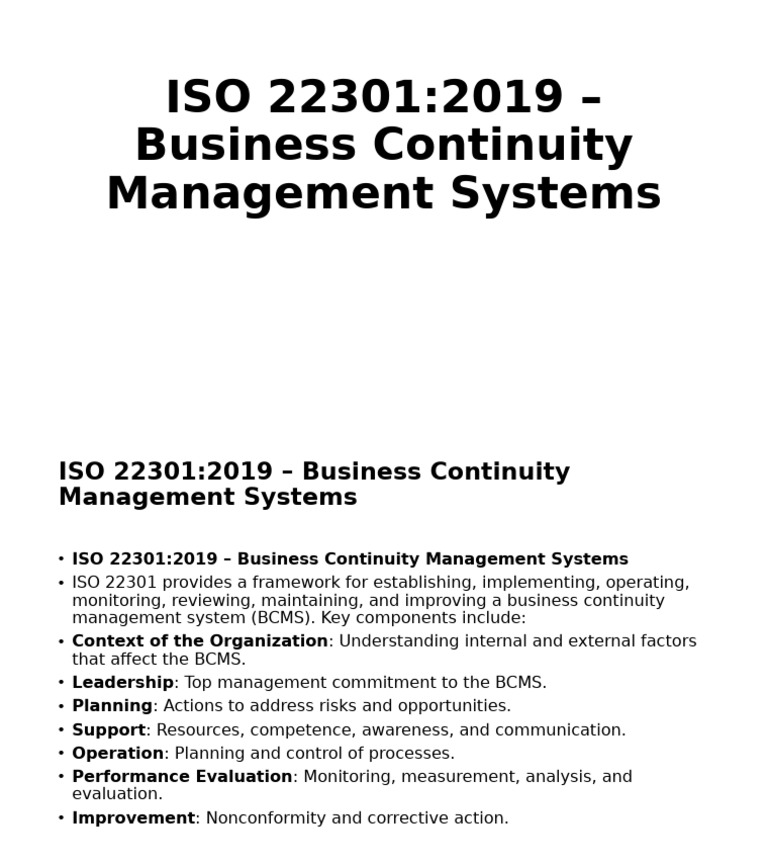 ISO 22301:2019 Business Continuity Guide | PDF