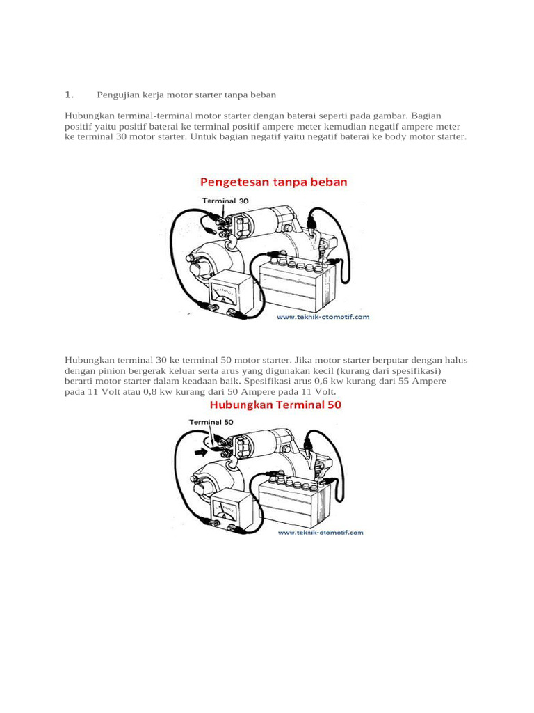 Pengujian Motor Starter dan Coil | PDF