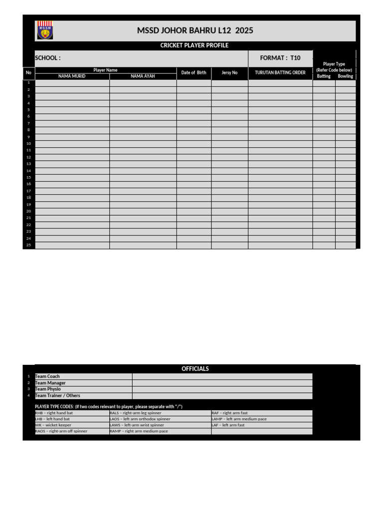 Players Profile Form U12 | PDF