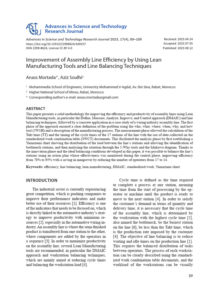Improvement of Assembly | PDF | Lean Manufacturing | Six Sigma