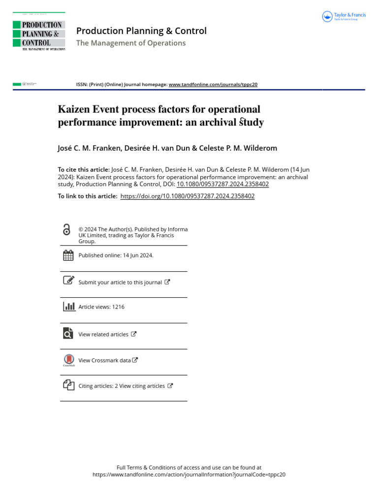 Kaizen Event Process Factors For Operational Performance Improvement An Archival Study | PDF ...