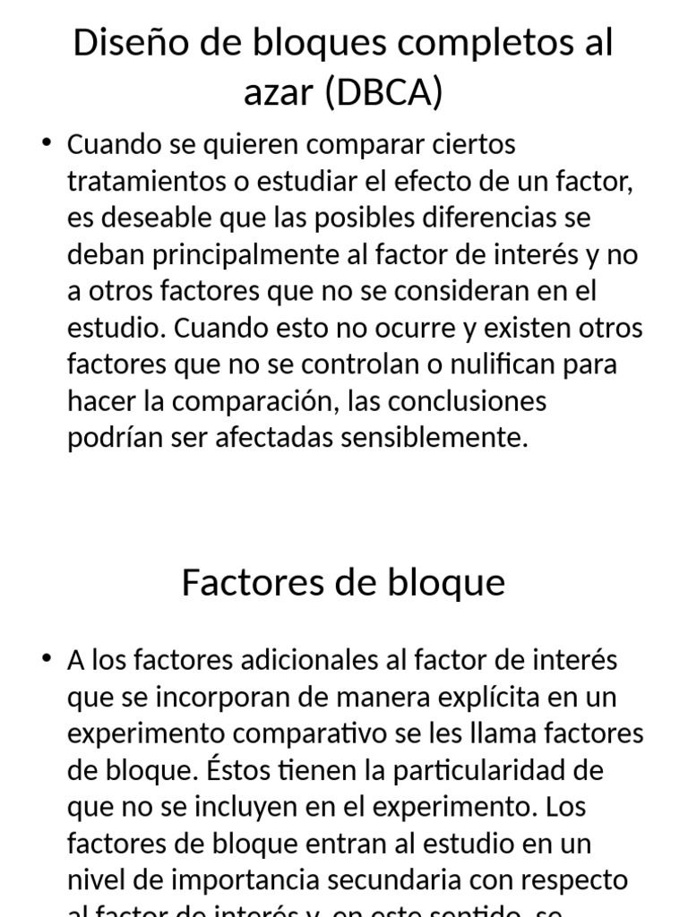 Diapositivas DBCA Viñetas | PDF | Análisis de variación | Método científico