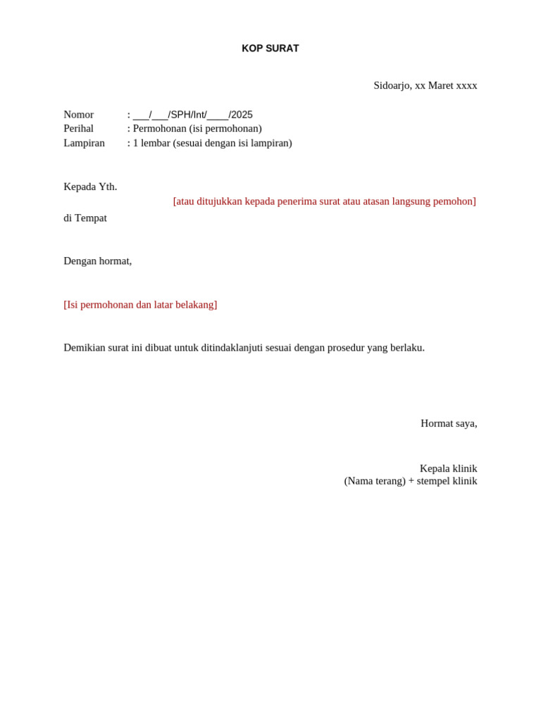 Temp - Surat Permohonan (SPH) | PDF