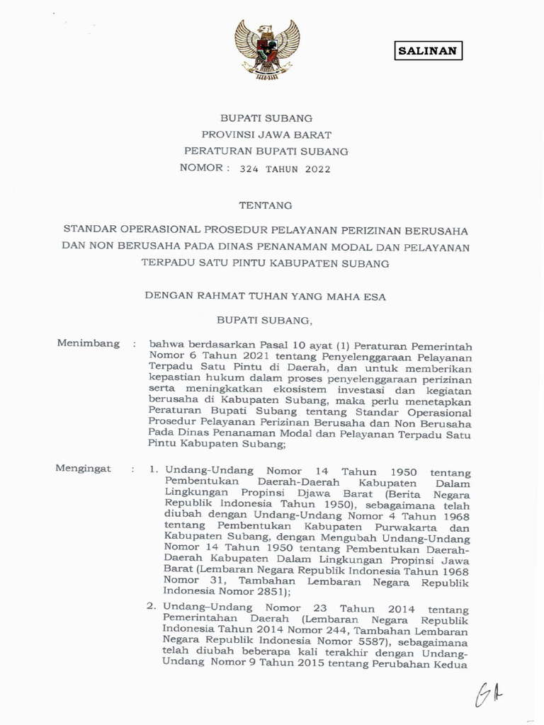 Perbup 324 TH 2022 | PDF
