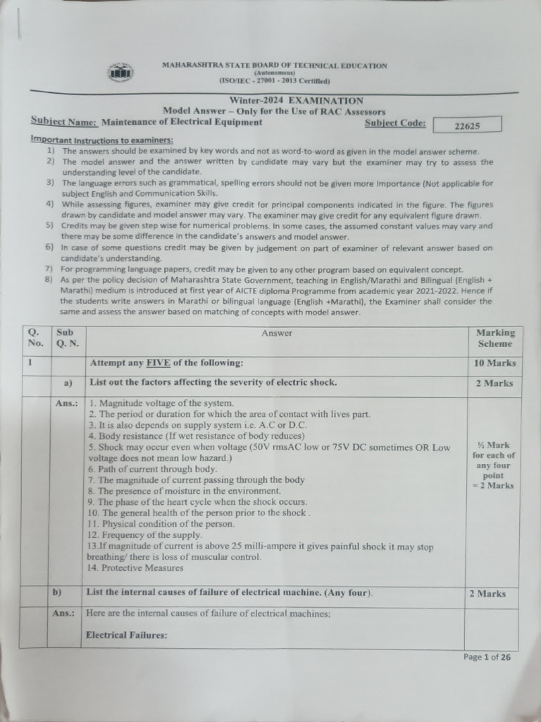 MEE Model Answer Paper Winter 2024 | PDF