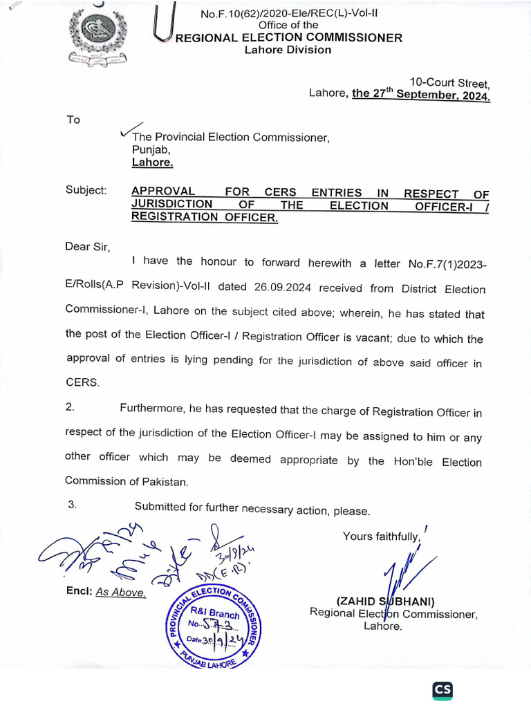 Approval For CERS | PDF
