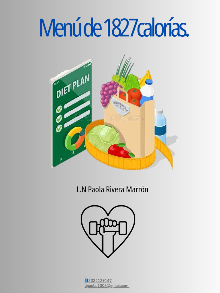 Menú-De-1827 Kcal: Diarias | PDF | Alimentos | Cocina