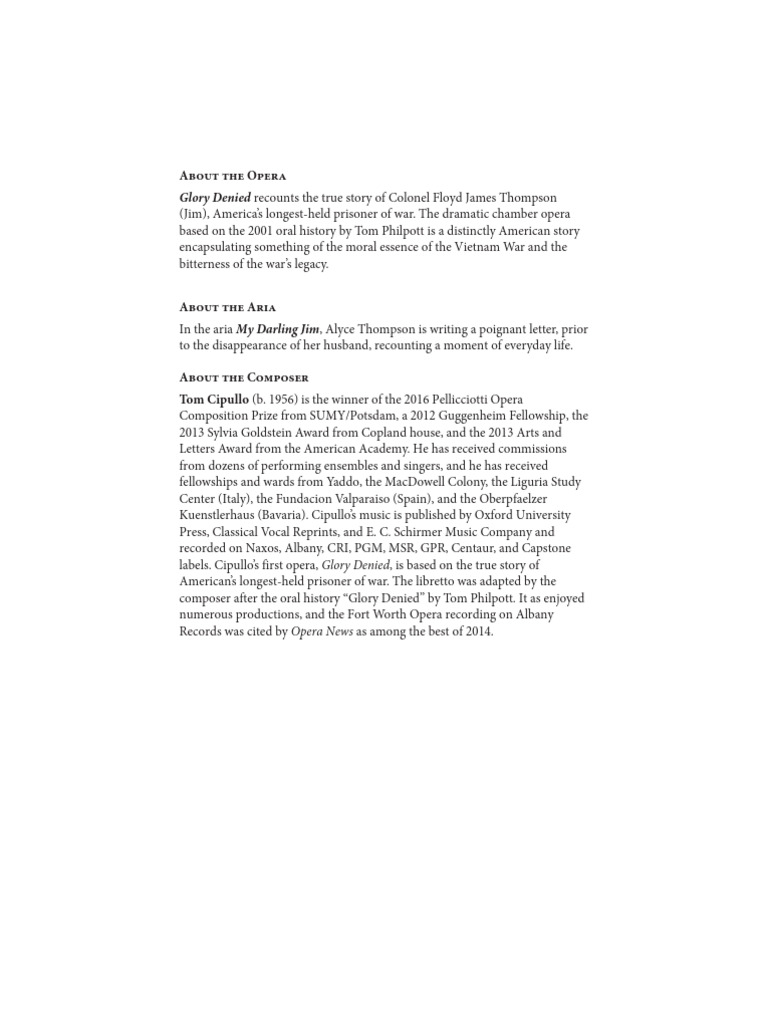 Glory Denied: The Jim Thompson Story | PDF | Classical Music ...