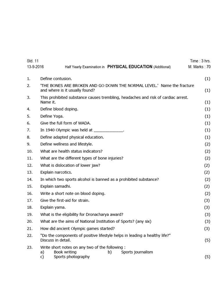 Cbse Class 11 Hy Physical Education 2016 | PDF | Medical Specialties | Clinical Medicine