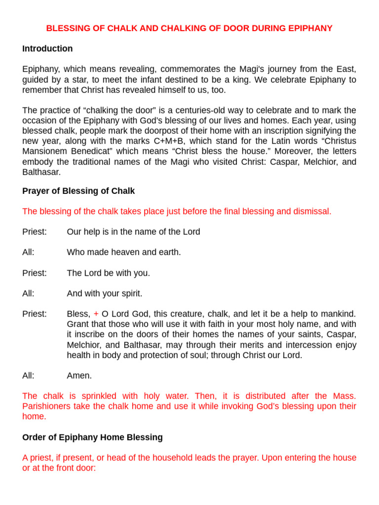 Chalk Blessing for Epiphany 2024 | PDF | Lord's Prayer | Biblical Magi