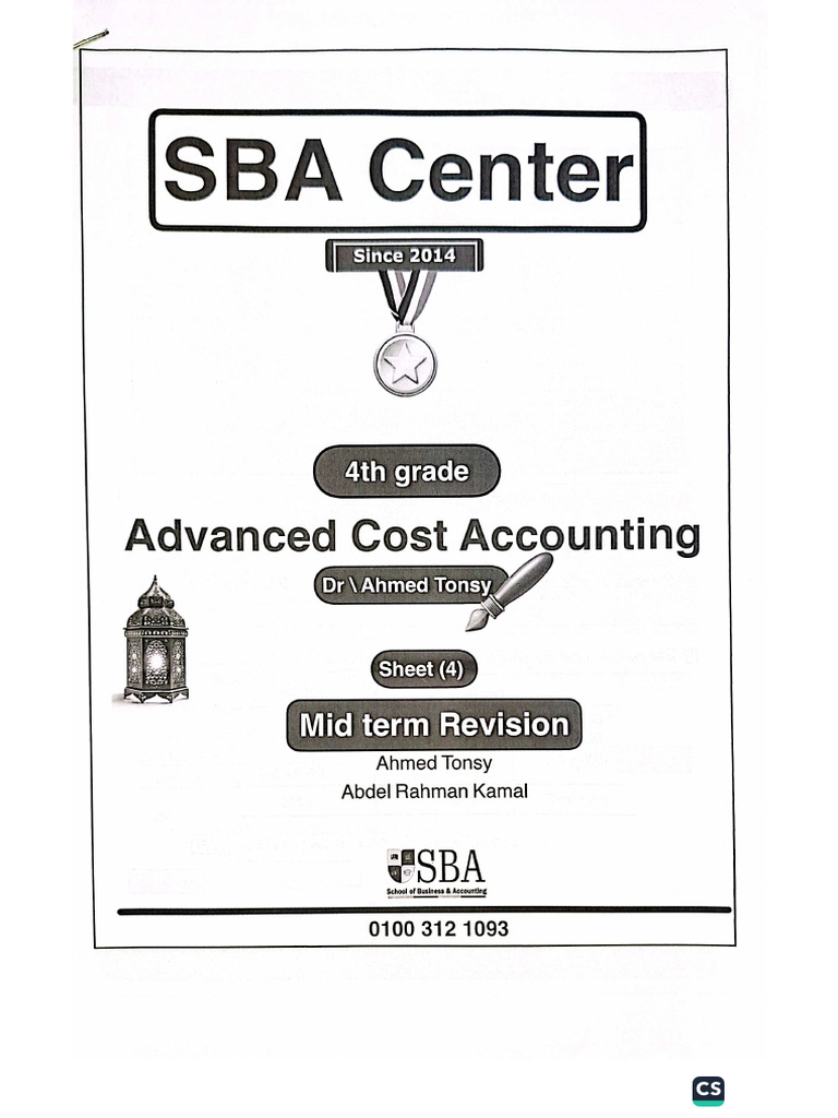 Advanced cost midterm 2025 - Copy | PDF