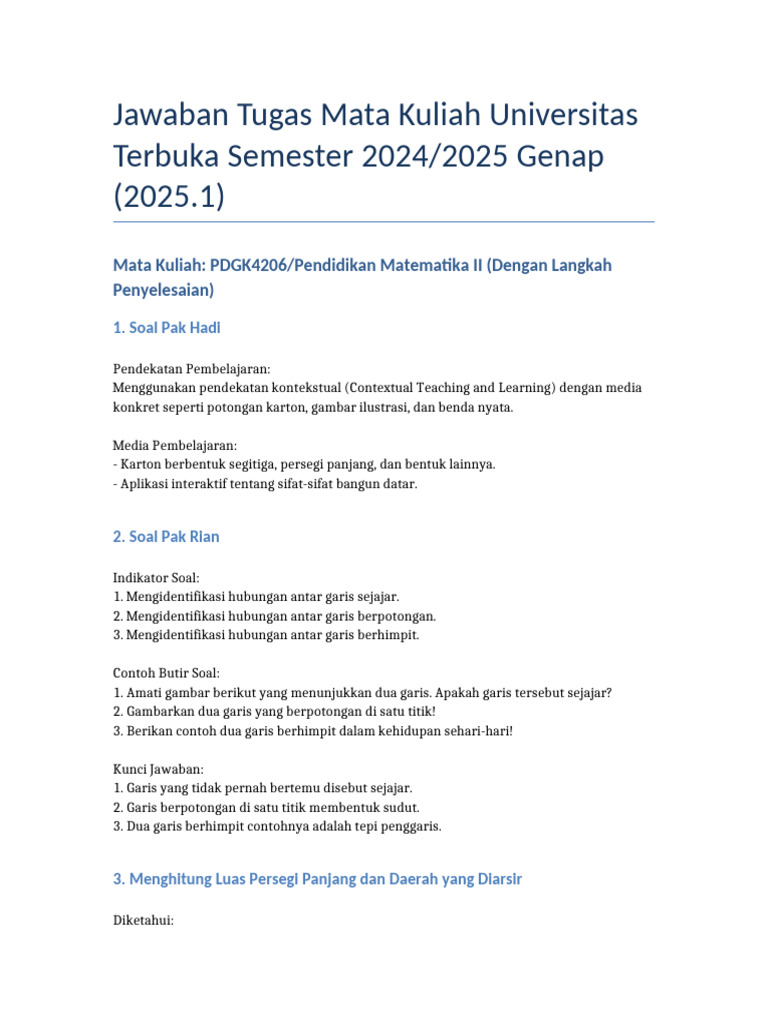 Jawaban Tugas UT Lengkap | PDF