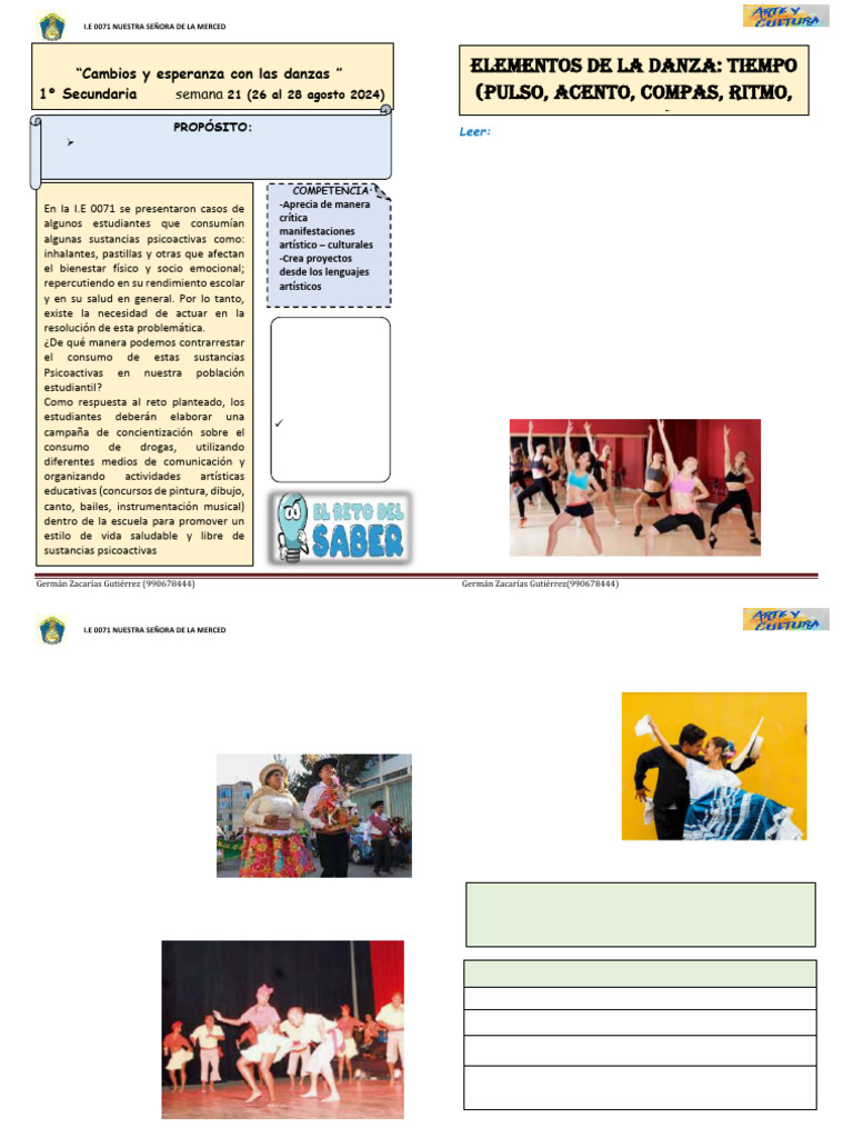 21 FICHA INFORMATIVA 1° Sec. | PDF | Bailes | Ritmo