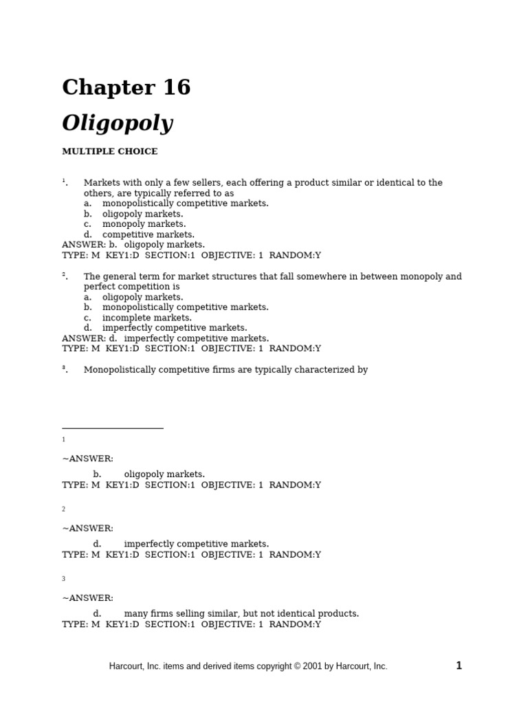 Chap16 | PDF | Oligopoly | Monopoly