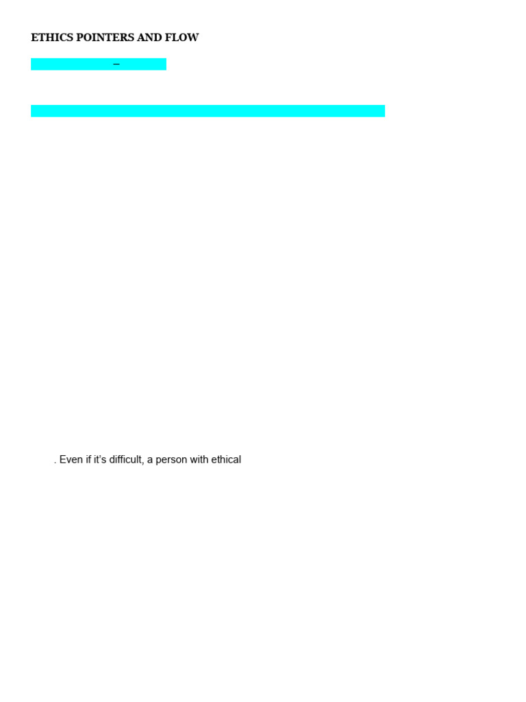 Ethics Pointers and Flow | PDF | Free Will | Morality