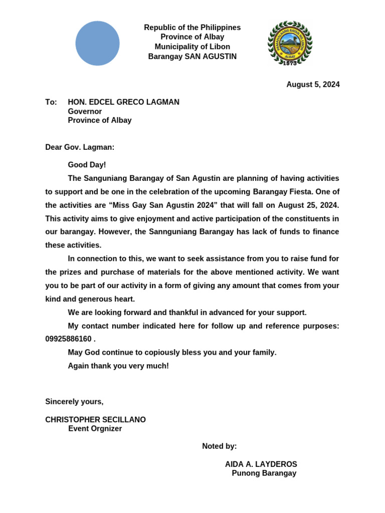 Miss Gay Solicitation Letter | PDF
