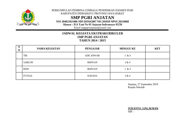 Jadwal Eks | PDF