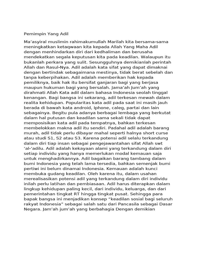 Keadilan dalam Kepemimpinan yang Adil | PDF