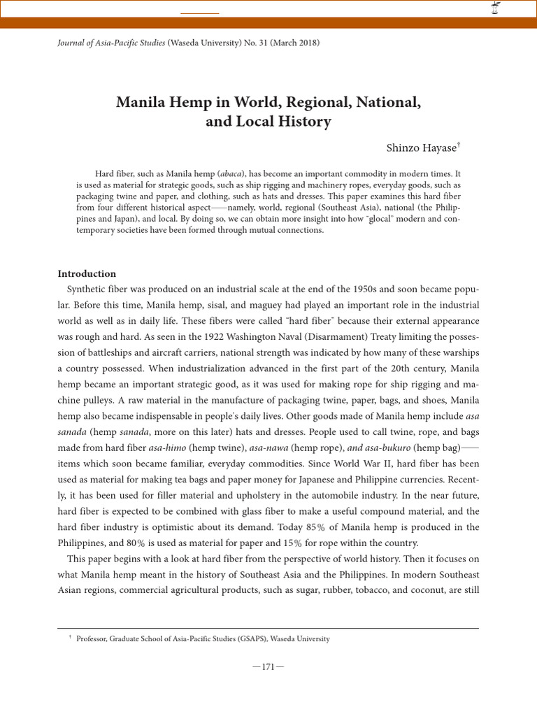 Manila Hemp: Historical Significance and Uses | PDF | Textiles | Hemp