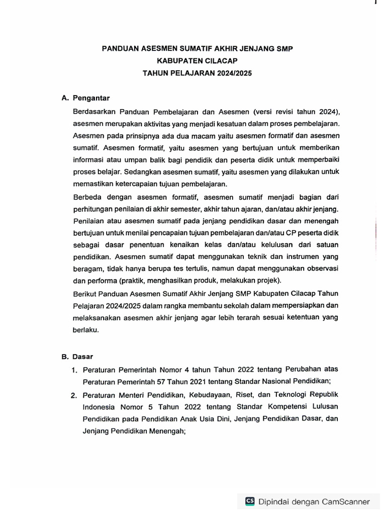 Panduan Asaj SMP TP 2024-2025 | PDF