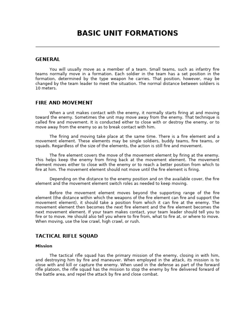 7. BASIC UNIT FORMATIONS | PDF | Platoon | Military