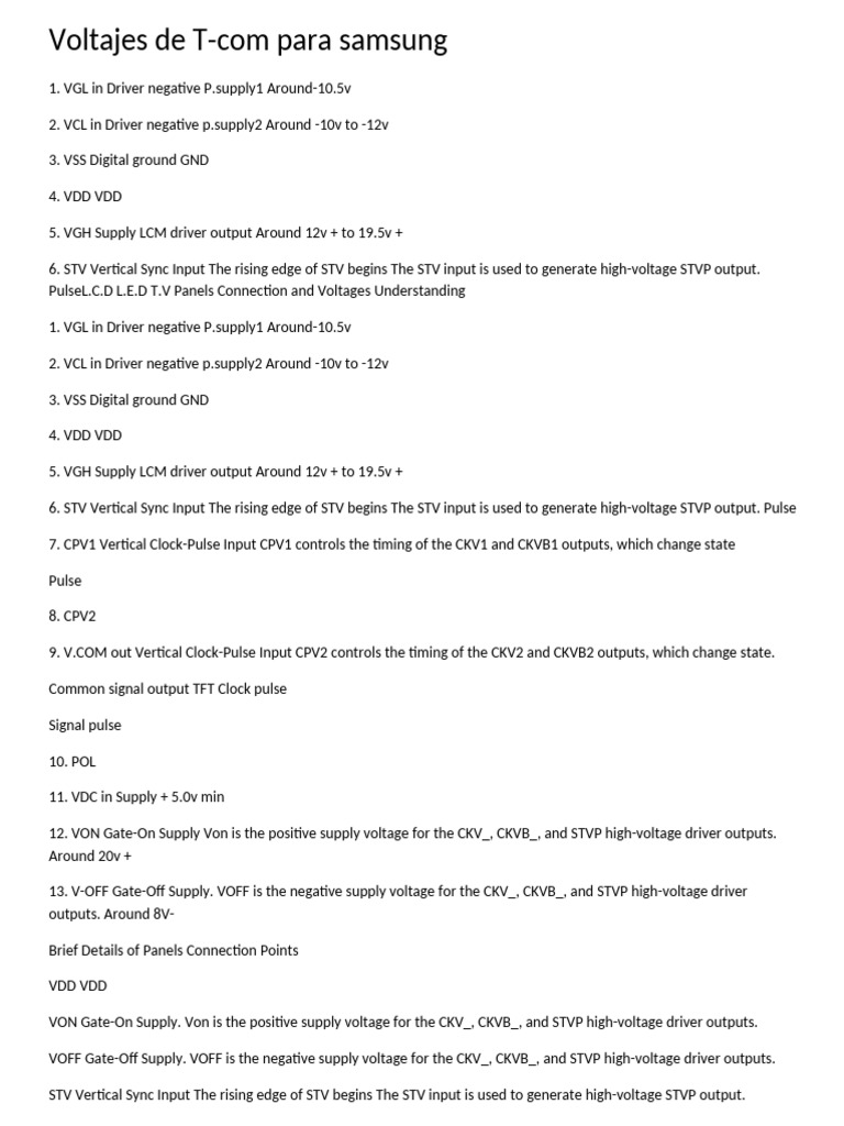 Voltajes de T-com para samsung | PDF | Capacitance | Power Supply