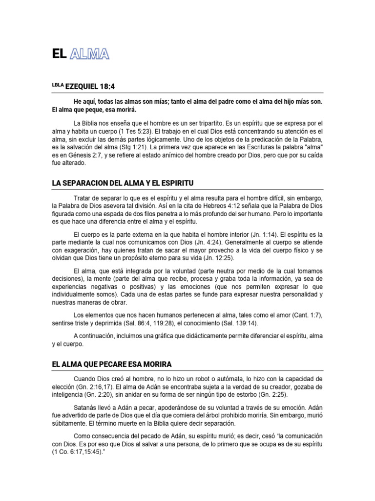 Diferencias entre alma y espíritu en la Biblia | PDF | Alma | Pecado