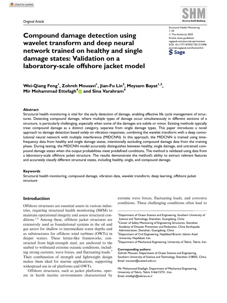 Compound Damage Detection Using Wavelet Transform and Deep | PDF | Deep Learning | Machine Learning