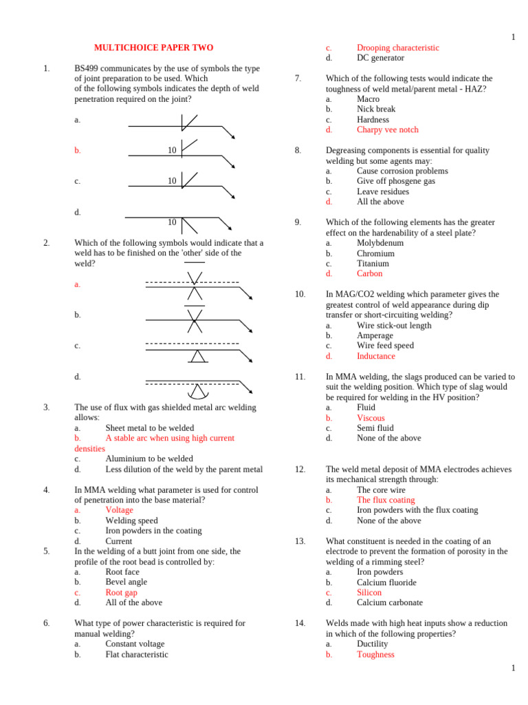 Welding Techniques and Parameters Quiz | PDF | Welding | Construction