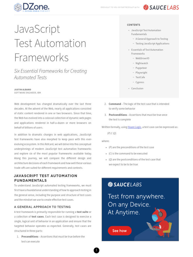 Js Test Automation Frameworks 20 | PDF | Selenium (Software) | Java Script