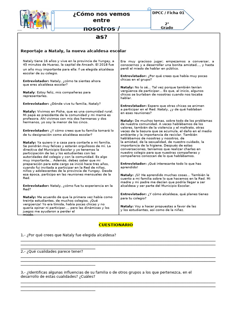 Nataly: Alcaldesa Escolar y Liderazgo Juvenil | PDF | Igualdad de ...