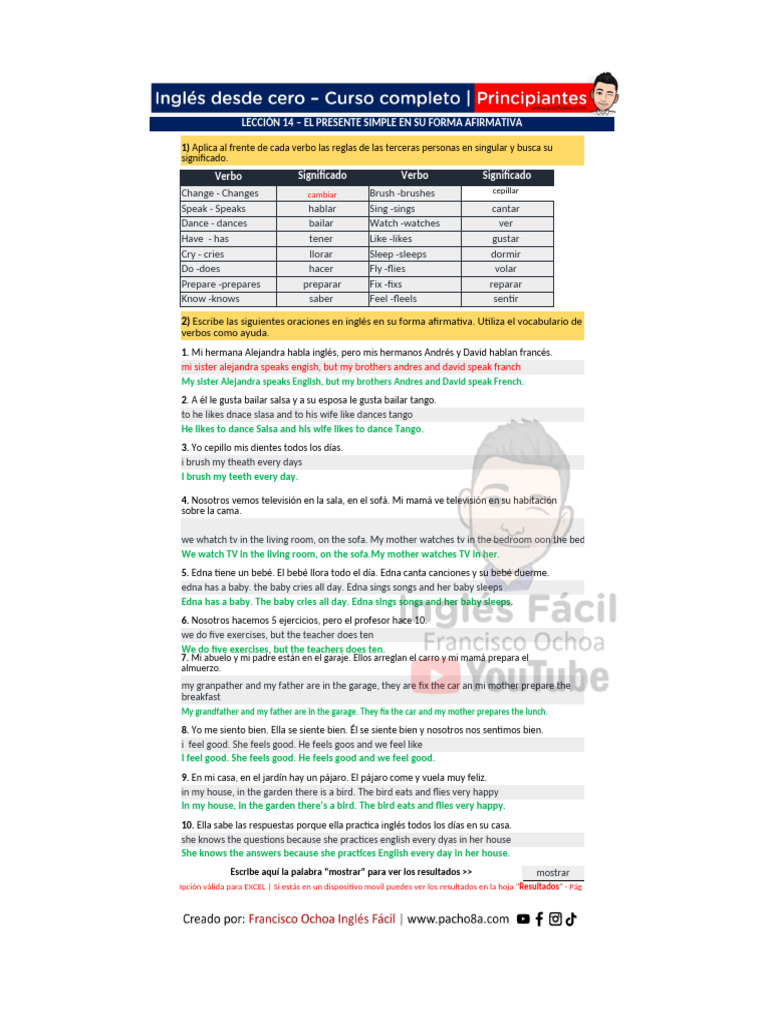 Lección 14 - El Presente Simple y Sus Reglas-1 | PDF