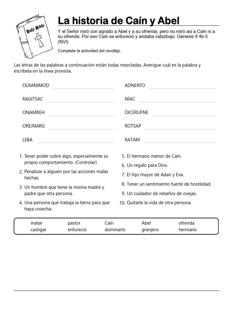 The Story of Cain and Abel - Jumble Spanish | PDF