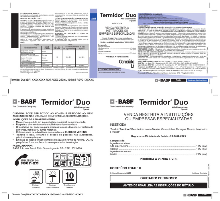 Ficha Técnica do Termidor Duo | PDF | Inseticida