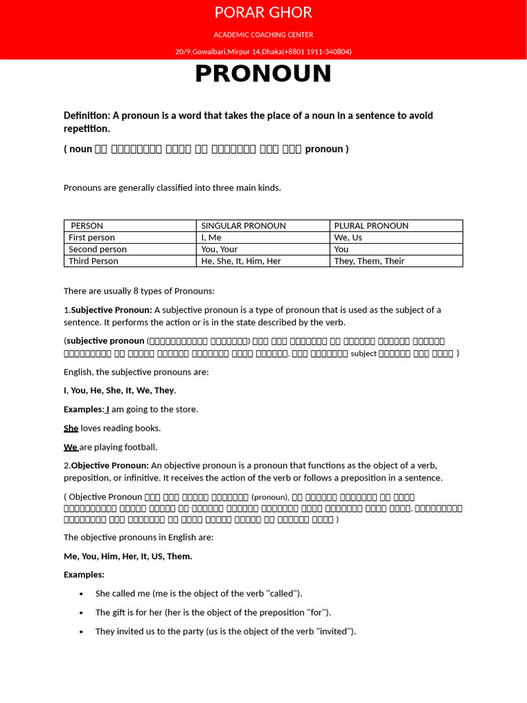 Understanding Pronouns: Types & Usage | PDF | Pronoun | Grammatical Number