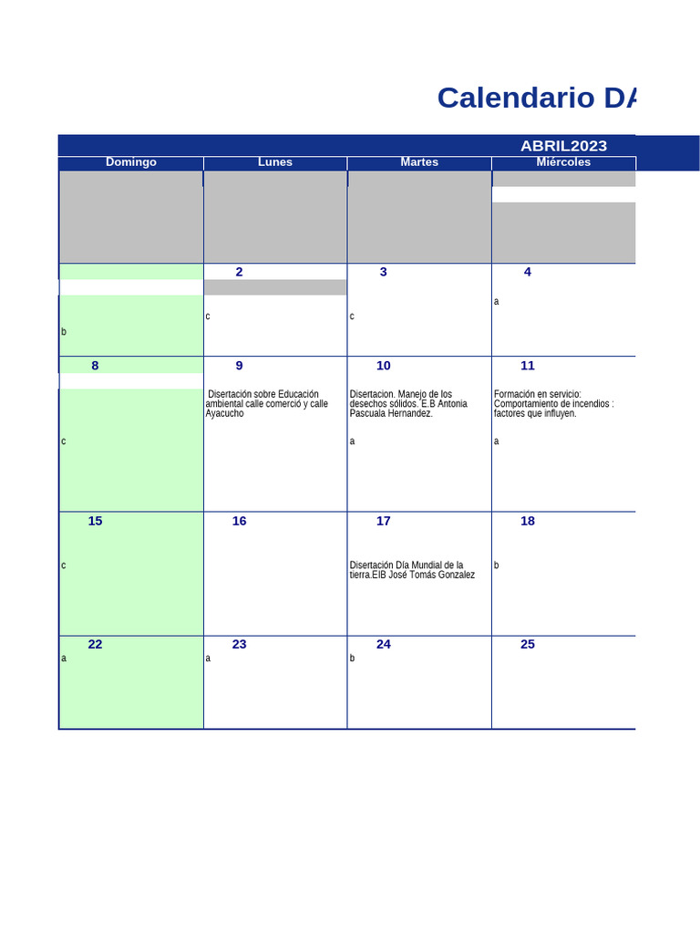 Calendario DAPC 2023-2025: Actividades y Formación | PDF