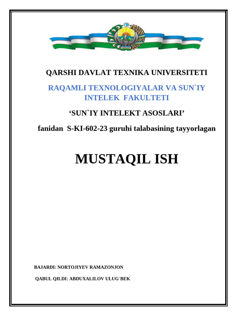 Suni'iy Intelekt Ramazonjon 3-m | PDF