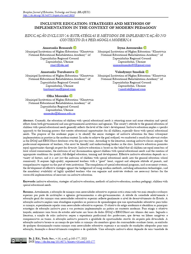 Inclusive Education Strategies and Methods of Impl | PDF ...