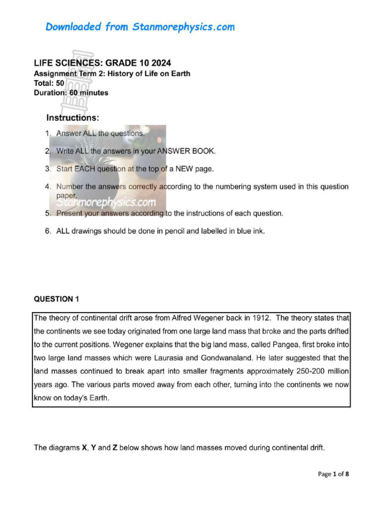 Life Sciences Grade 10 TERM2 Assignment 2024 and Memo | PDF