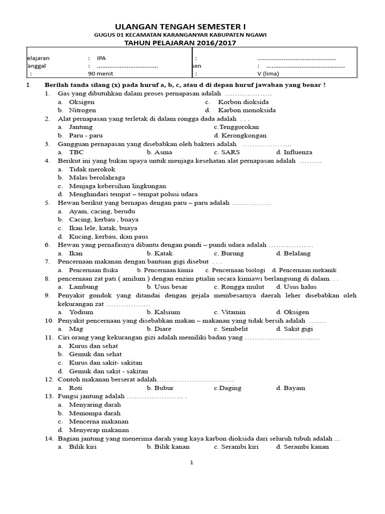 Soal IPA Semester 1 | PDF
