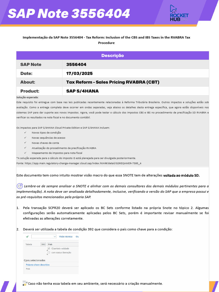 Implementa o SAP Note 3556404 M Dulo SD 1742838857 | PDF | Impostos