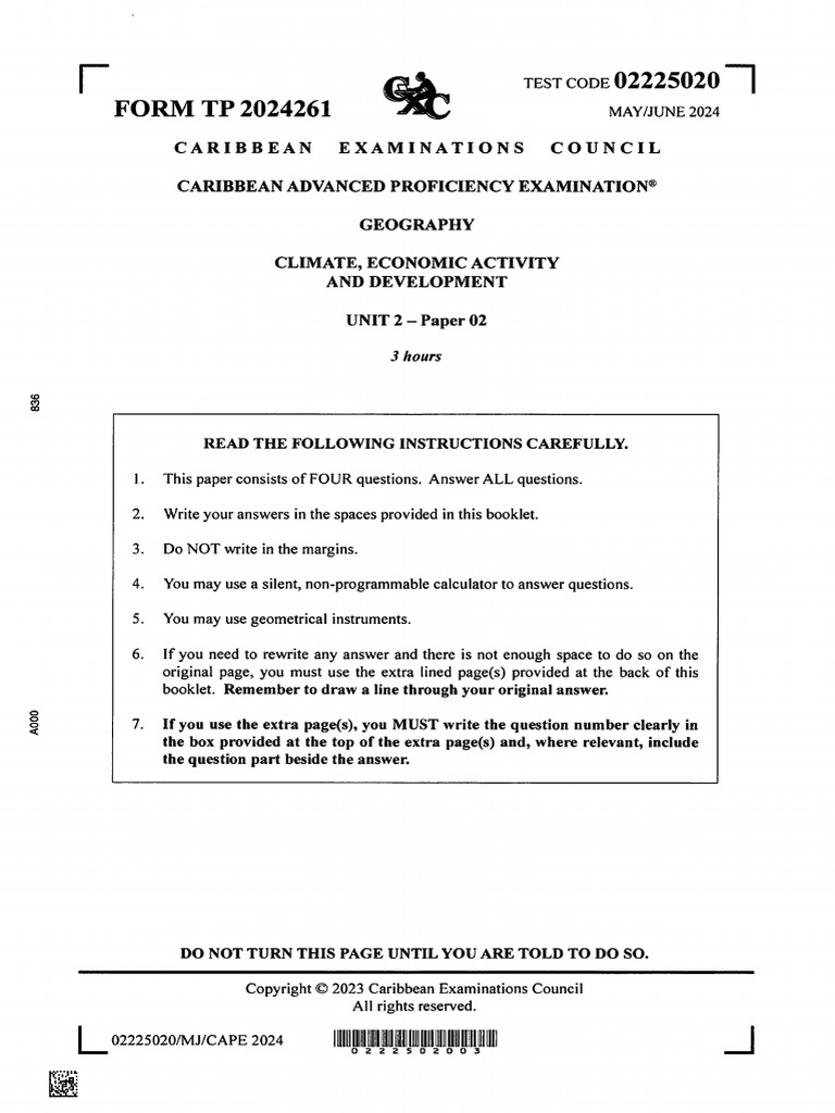 CAPE Geography U2 P2 2024 MJ | PDF